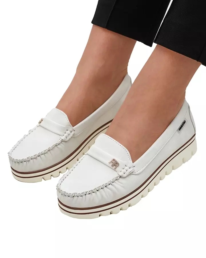 BIAŁE DAMSKIE BROKATOWE MOKASYNY RETIGA 41 - 13585020866 - oficjalne ...