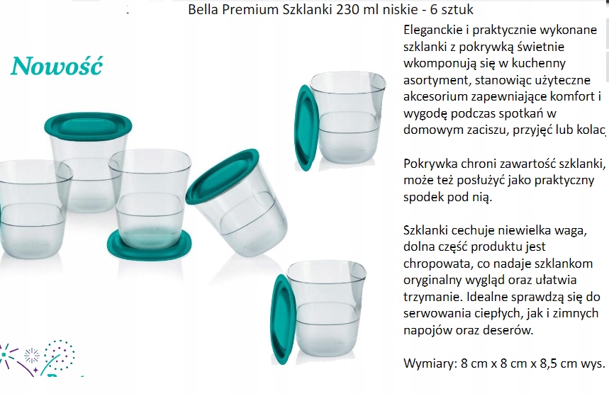 Tupperware Bella szklanki 6szt niskie - 11613994628 - oficjalne archiwum Allegro