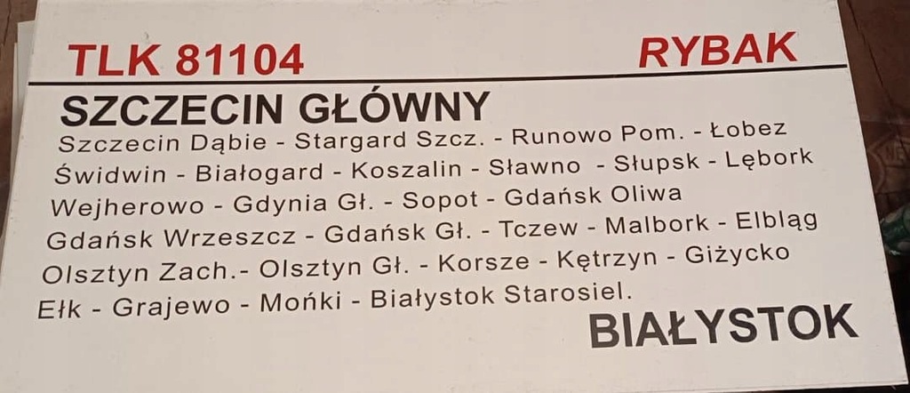 Tablica Relacyjna DUŻA PKP TLK Rybak - 11915442424 - oficjalne archiwum ...