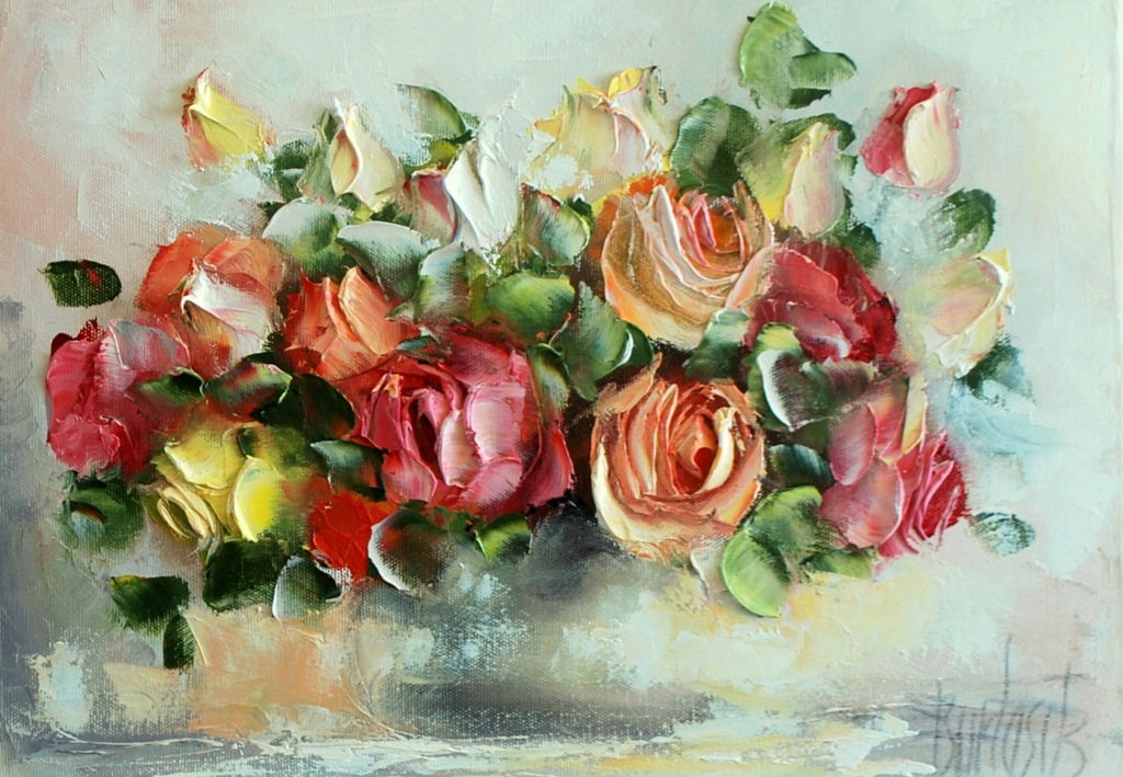 Ewa Bartosik KWIATY RÓZE obraz olejny - 14743925642 - oficjalne ...