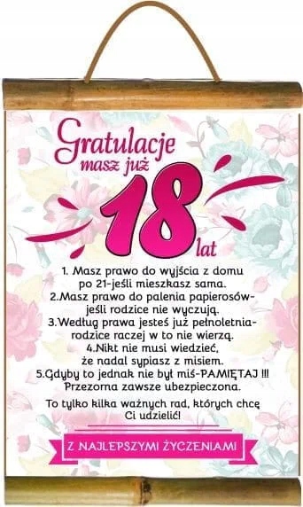 Dyplom Prezent Gratulacje Masz Już 18 lat Urodziny - 13503097709 - oficjalne archiwum Allegro