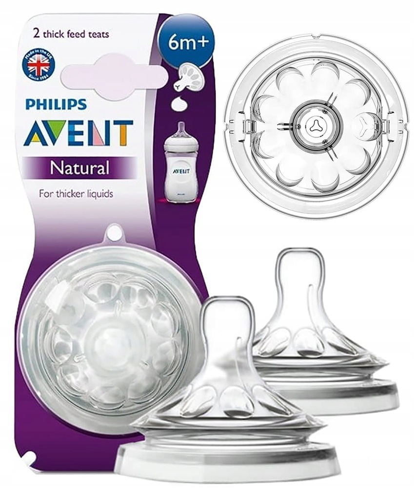 AVENT NATURAL Smoczek na butelkę do kaszki 2szt - 11430280745 - oficjalne archiwum Allegro