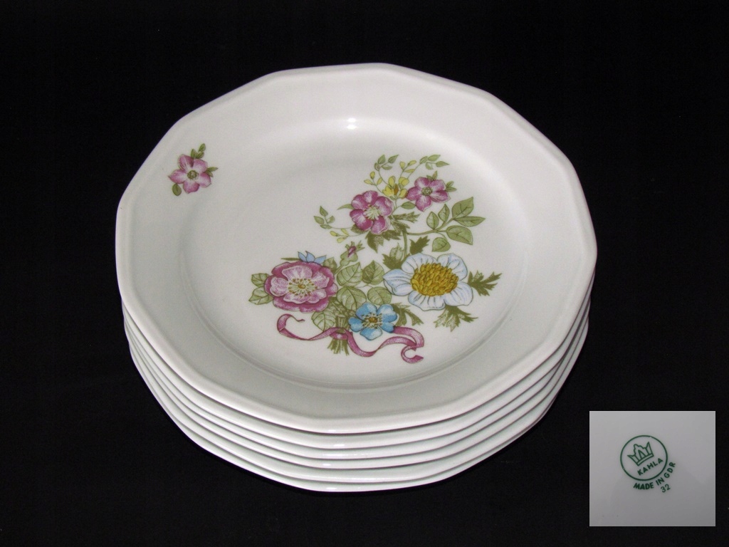 PORCELANOWE TALERZE DESEROWE 6SZT KWIATY - 10885879947 - oficjalne archiwum Allegro