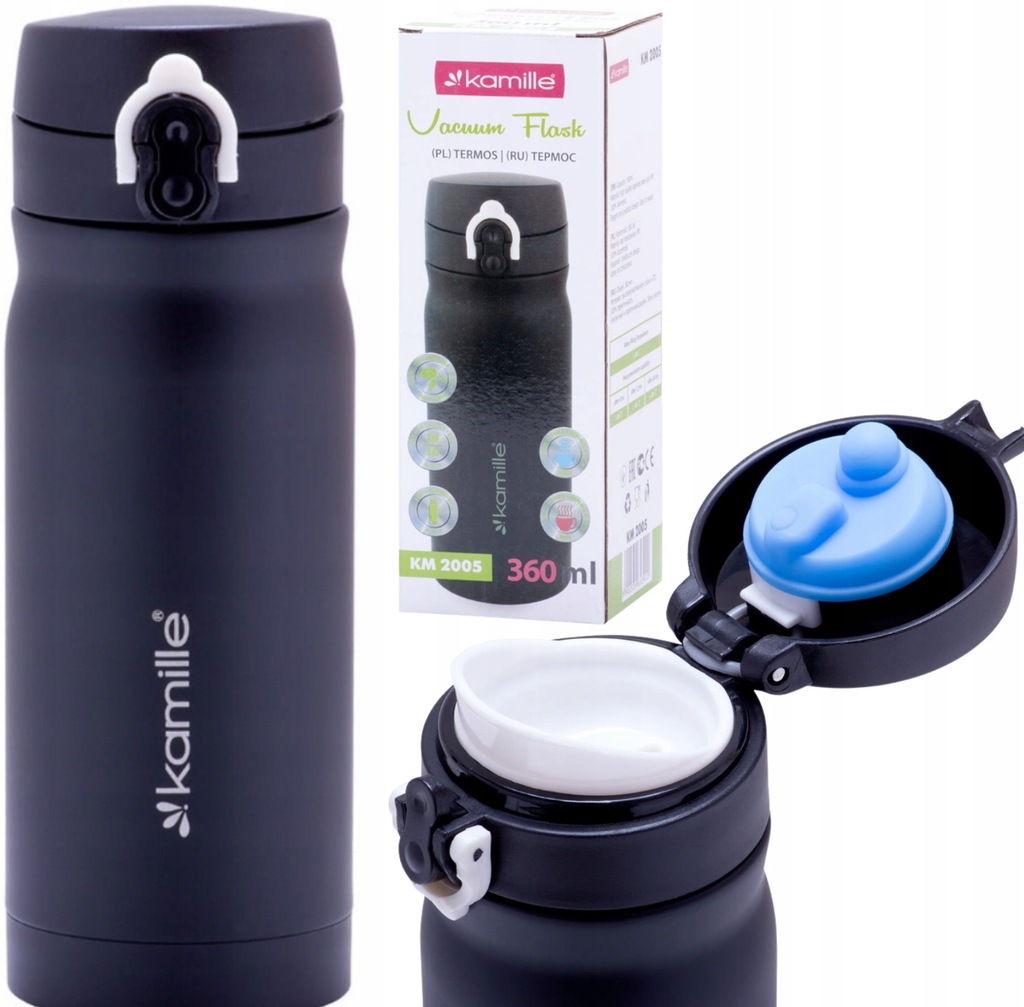 POJEMNY KUBEK TERMICZNY TERMOS ZAMEK BIDON BUTELKA - 13591423817 - oficjalne archiwum Allegro