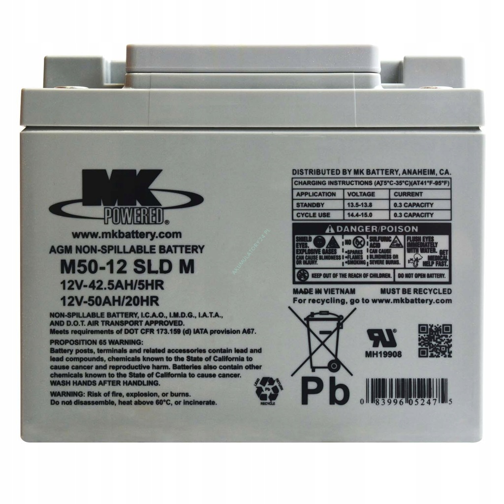 MK Battery M50 SLD G 12V 50Ah Akumulator Żelowy - 12284489075 ...