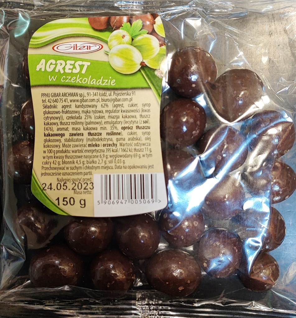 AGREST W CZEKOLADZIE 150G OWOCE W CZEKOLADZIE - 12899153129 - oficjalne ...