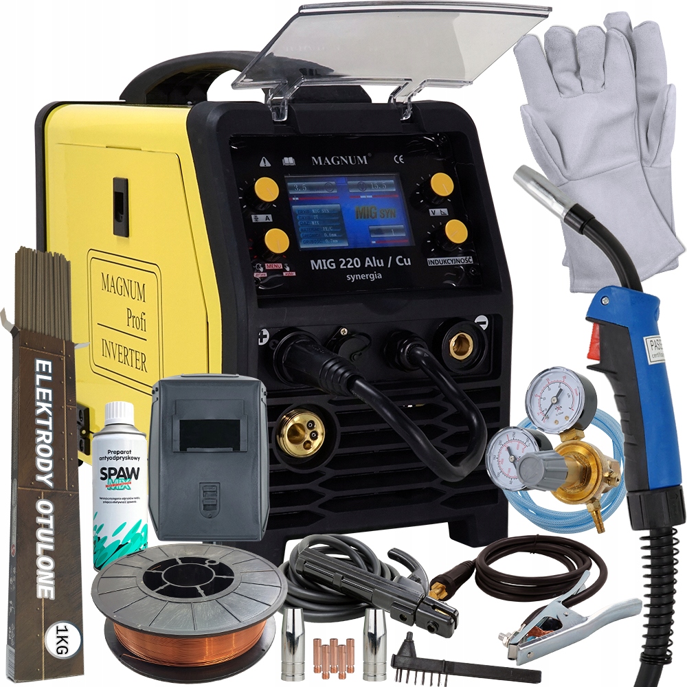 Spawarka MIGOMAT 3w1 MIG MAG MAGNUM 200A Zestaw ALU CU SYNERGIA 230V DRUT - 13274037065 ...