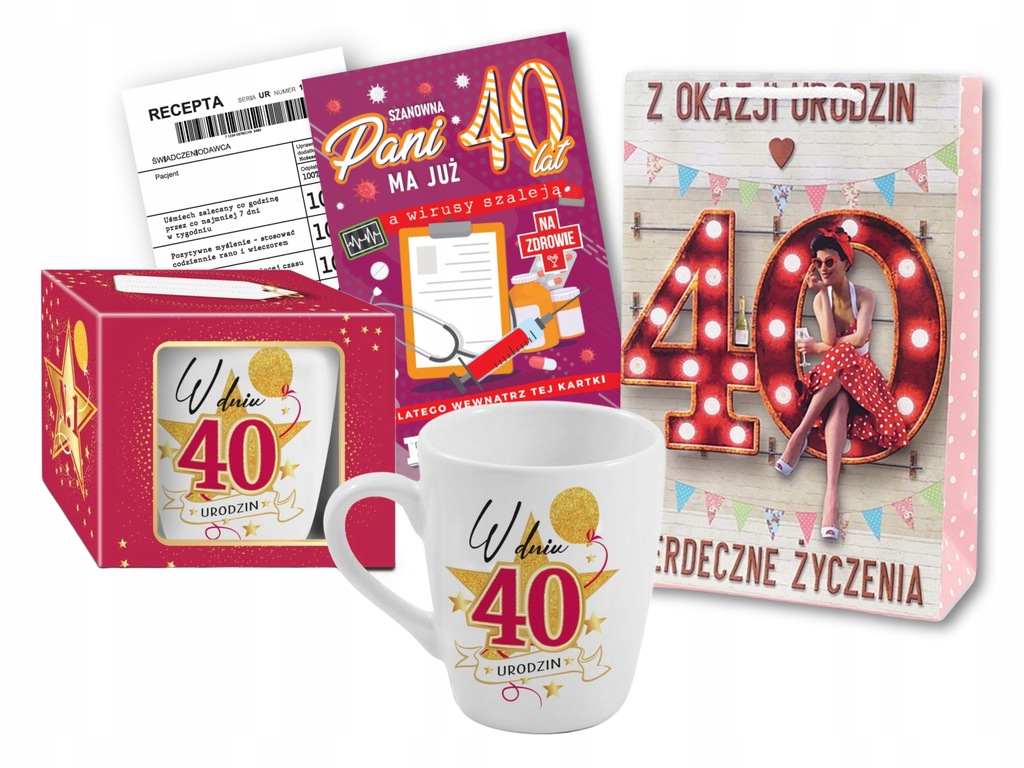 Śmieszny prezent na 40 urodziny dla Kobiety! Kubek, Kartka z receptą - 14405600910 - oficjalne ...