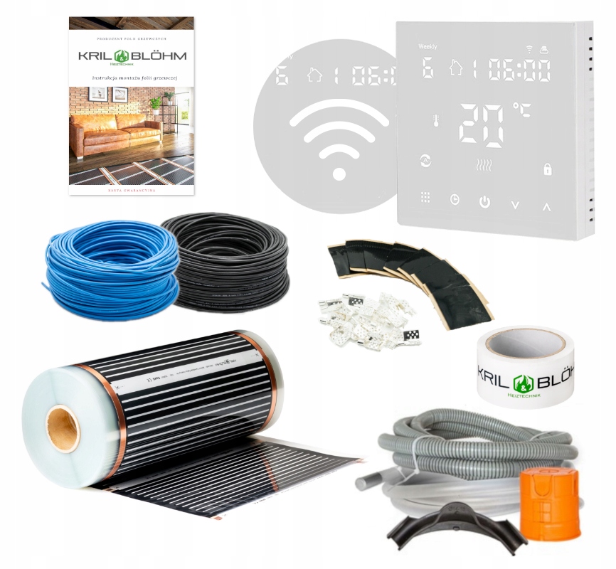 Folia grzewcza zestaw podłogowa termoregulator 5m2 80W/m2 + Zilver T-1 WiFi - 14365024860 ...
