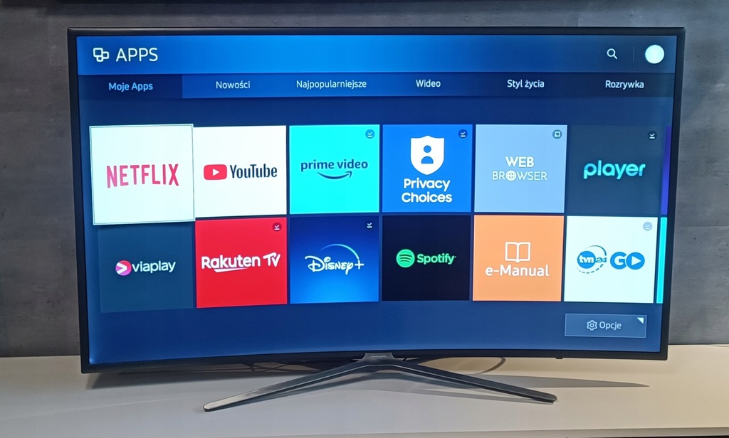 55 CALI TV SAMSUNG LED CURVED SMART TV DVB-T2 DVB-S2 + UCHWYT+HDMI ...