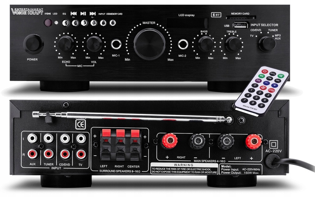 WZMACNIACZ AMPLITUNER 5 KANAŁÓW BLUETOOTH MP3 PILO - 7135019602 - oficjalne archiwum Allegro