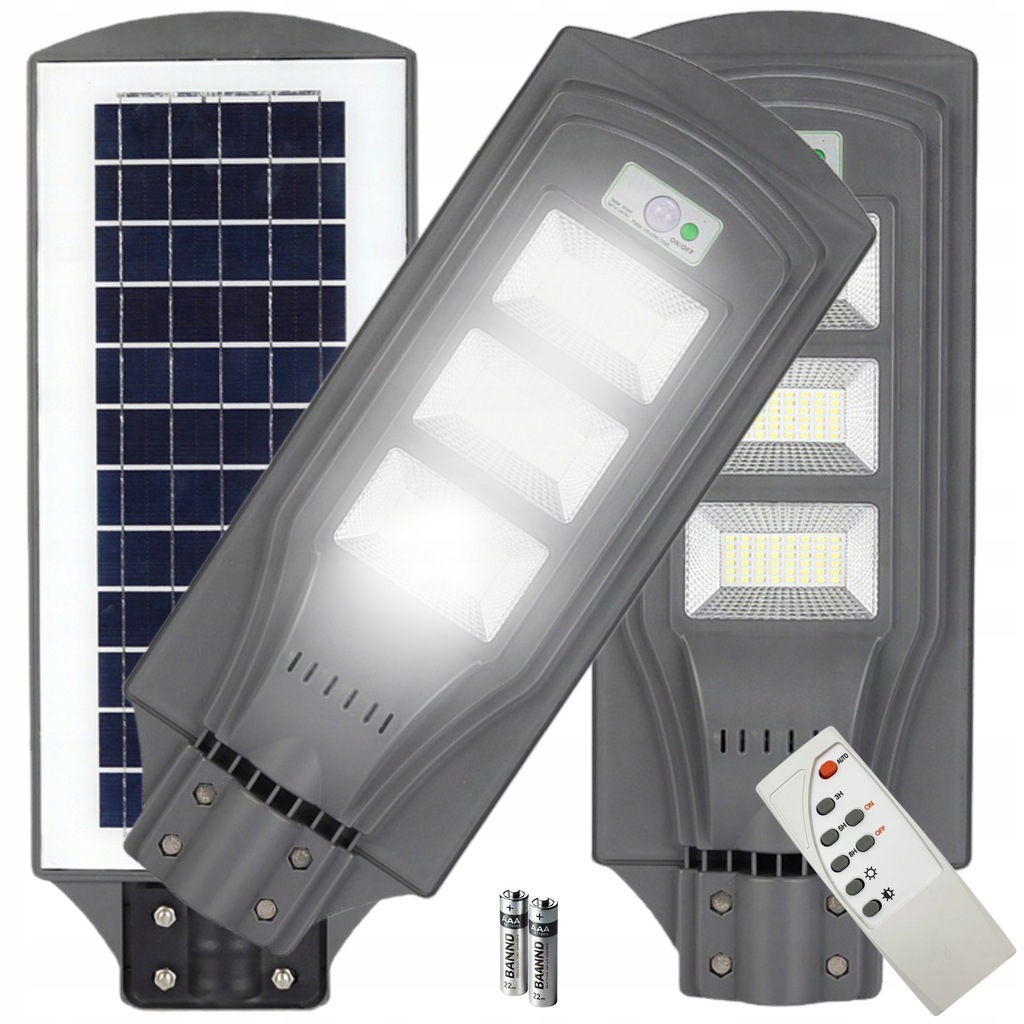 LAMPA SOLARNA LED 1200W ULICZNA OGRODOWA CZUJNIK RUCHU ZMIERZCHU + PILOT - 16816871653 ...