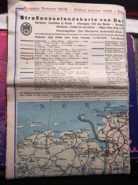 III Rzesza Mapa samochodowa Niemiec 1938 Swastyka - 13021890552 ...