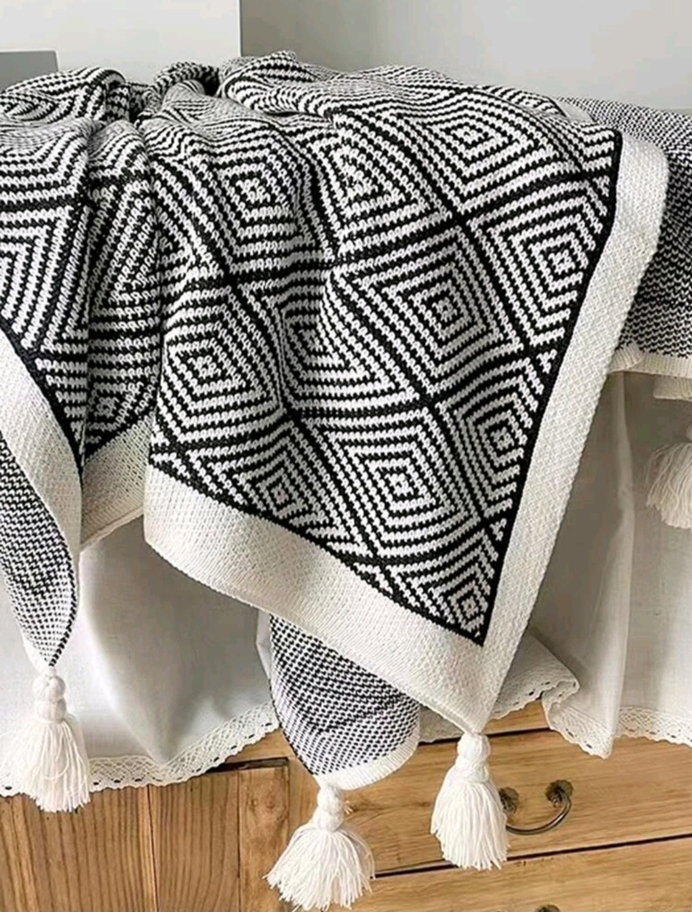 Koc frędzle boho shabby pled wzory retro 130/150 - 13683577750 ...
