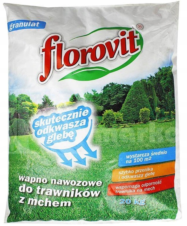 Florovit wapno do trawnika trawy z mchem mech 20KG - 6719989322 - oficjalne archiwum Allegro