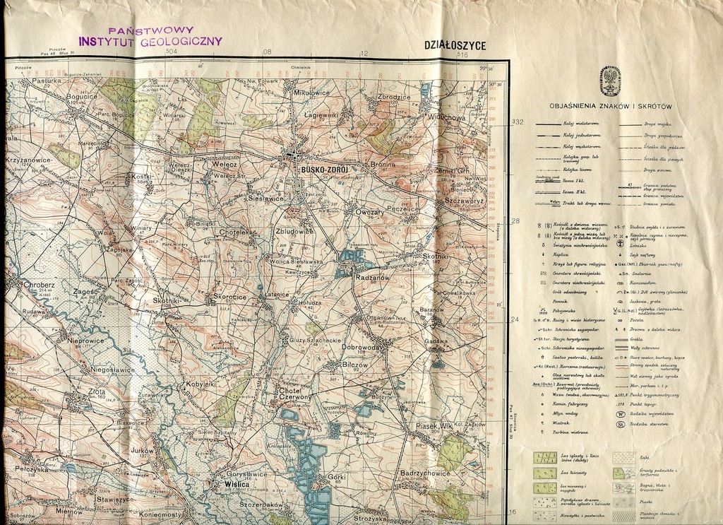 DZIAŁOSZYCE / BUSKO :: mapa wojskowa WIG 1938 - 7795121480 - oficjalne ...