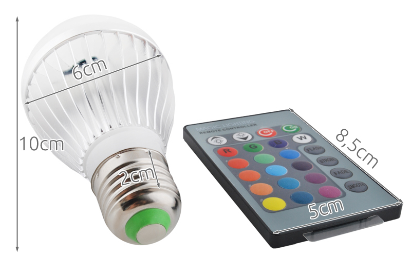 Kolorowa żarówka LED RGB 16 kolorów E27 3W + pilot - 7270289452 ... Kolorowa żarówka LED RGB 16 kolorów E27 3W + pilot - 7270289452 ...