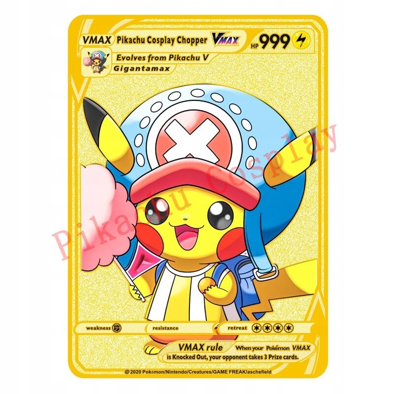 ZŁOTA KARTA POKEMON - 999HP PIKACHU COSPLAY CHOPER - 12813897689 ...