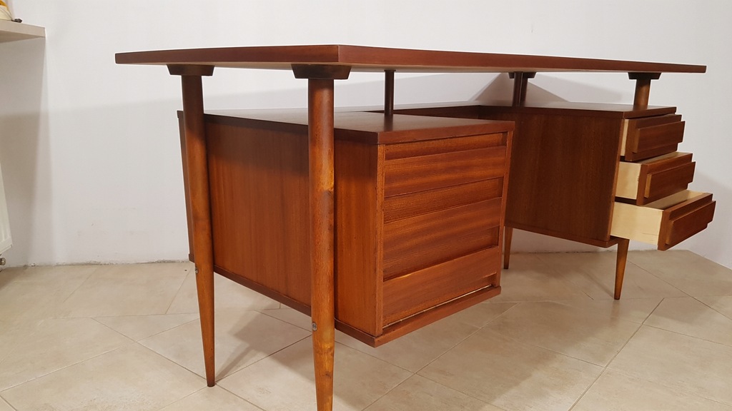 Biurko Design PRL Poznańskie Fabryki Mebli lat 60 - 13169714868 ...