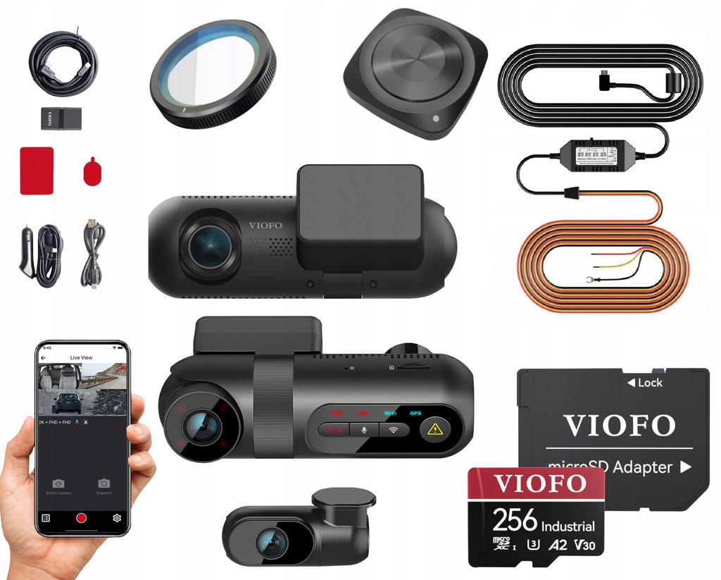 VIOFO T130 3CH-G + ACC + PILOT + FILTR CPL + KARTA PAMIĘCI VIOFO 256GB ...