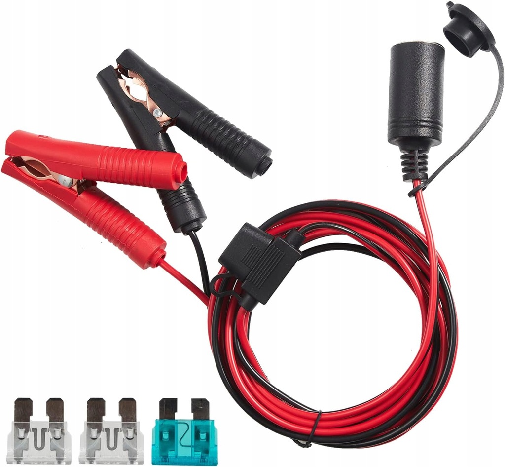 KABLE DO ŁADOWANIA GNIAZDO ZAPALNICZKI Z KROKODYLKAMI DO AKUMULATORA ZESTAW - 17415910665 ...