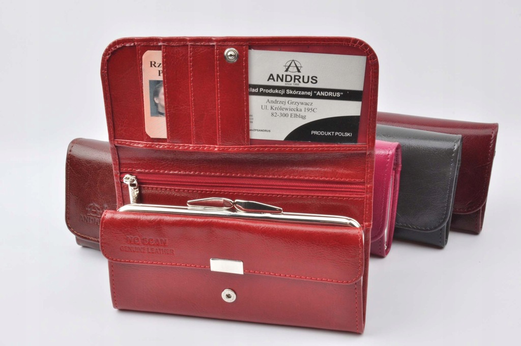 Portfel damski skórzany Andrus mix 9 kolorów !!! - 6442873925 ...
