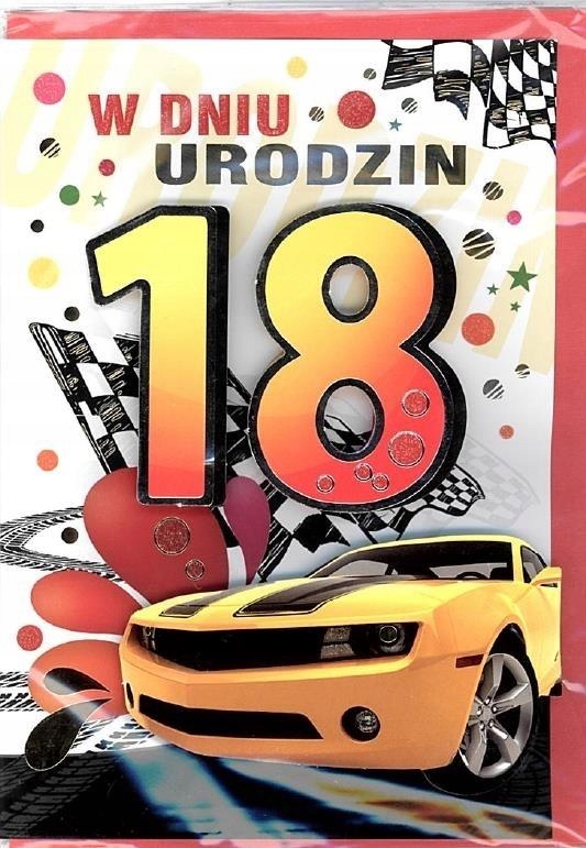 Kartka urodzinowa 3D OSIEMNASTKA 18 urodziny - 12725335366 - oficjalne archiwum Allegro