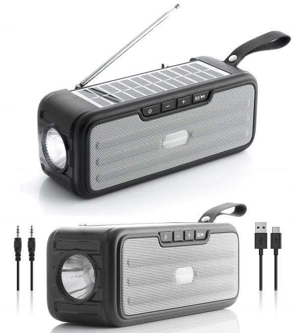 Bezprzewodowy głośnik panele słoneczne radio LED - 11874202154 ...