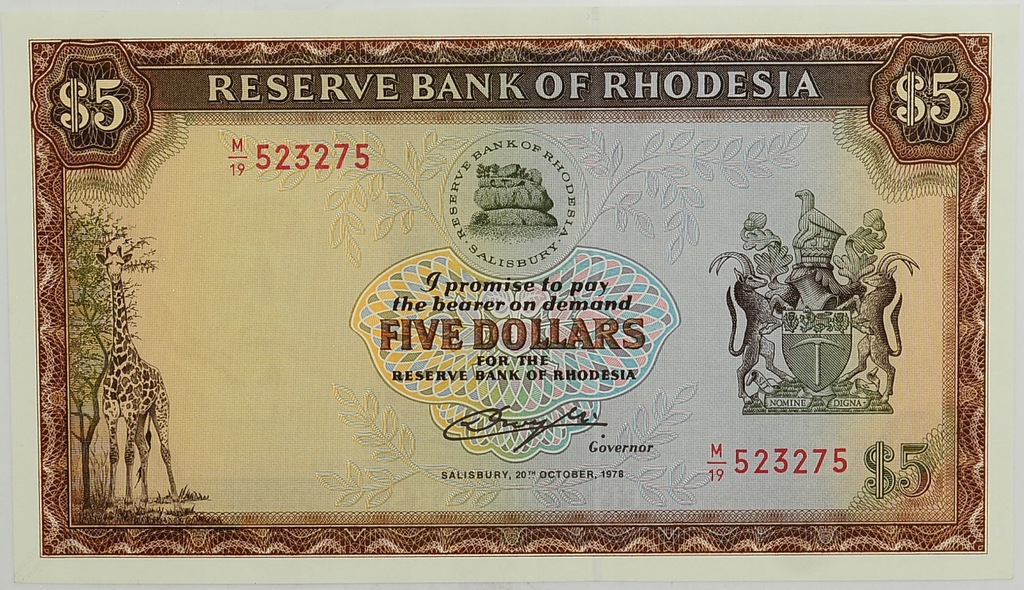 20.fu! Rodezja, 5 Dolarów 1978 rzadki, St.1/1- - 13503390243 - oficjalne archiwum Allegro
