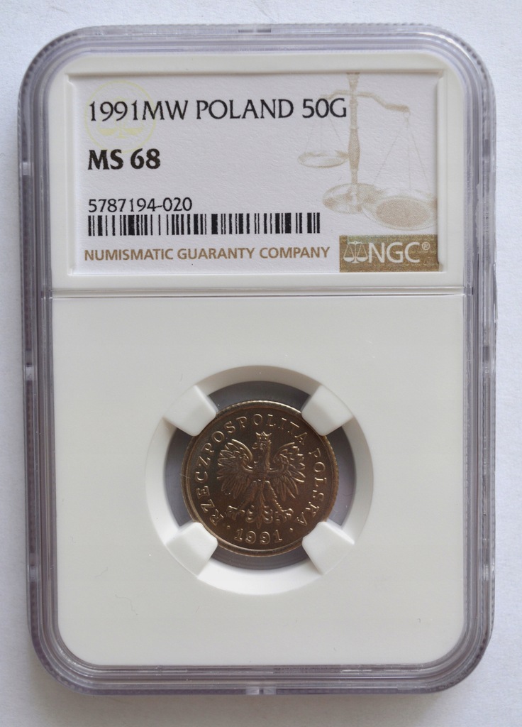 50 groszy 1991 grading NGC MS68 - 15043794857 - oficjalne archiwum Allegro