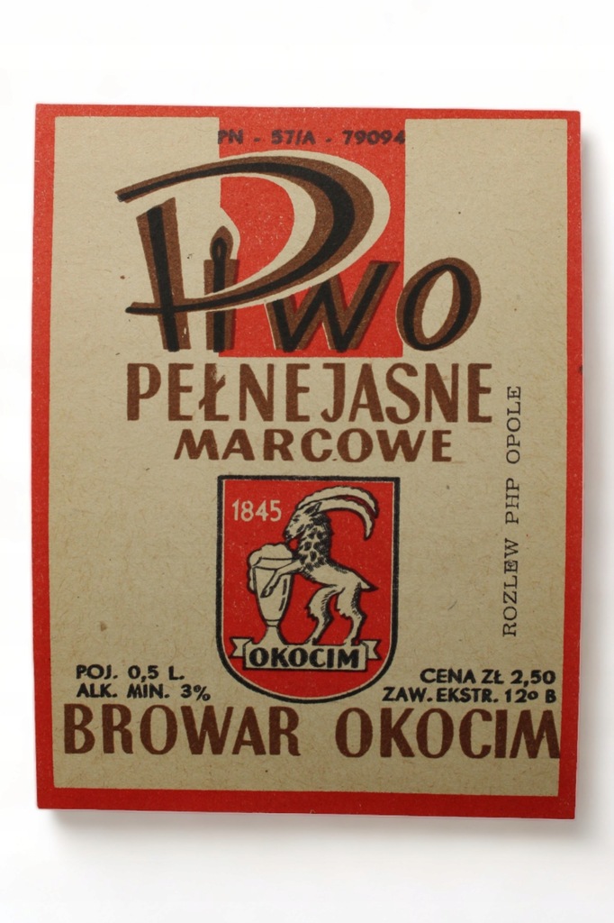 BROWAR OKOCIM STARA ETYKIETA Z PIWA. - 15003303893 - oficjalne archiwum Allegro