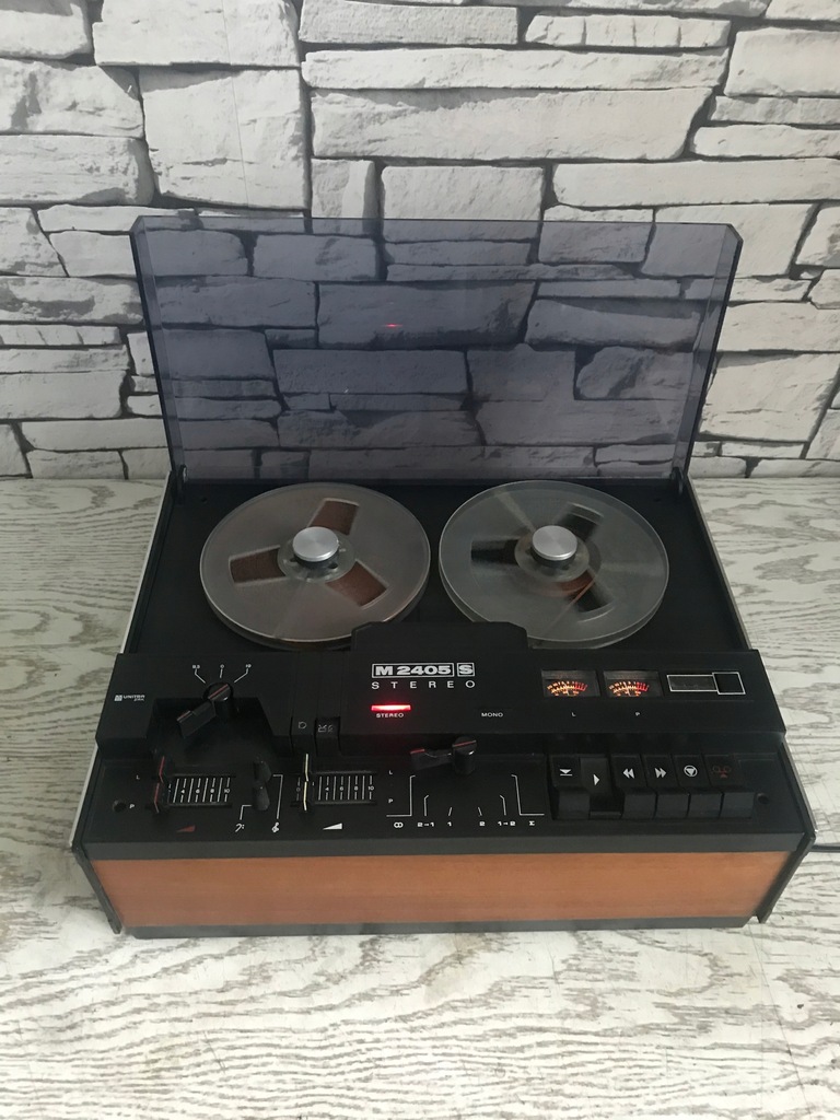 Magnetofon szpulowy PRL, Unitra M2405S, nowy pasek - 10931986432 - oficjalne archiwum Allegro