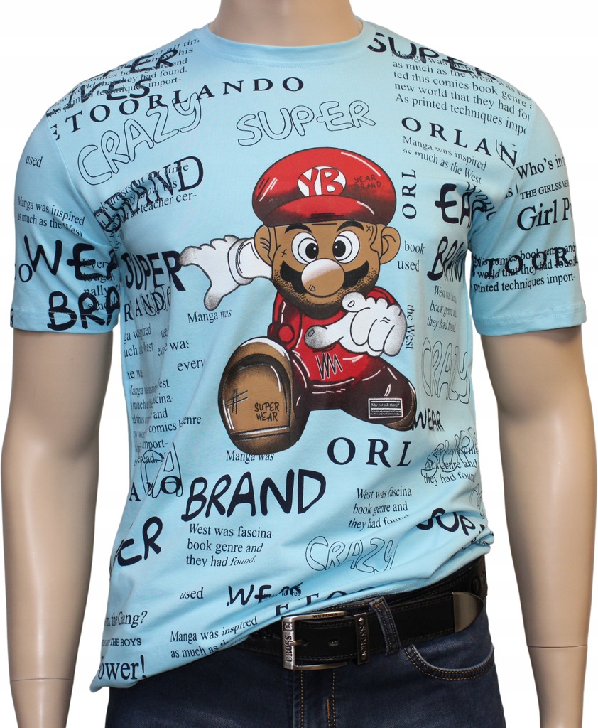 T-SHIRT . Super Mario. Jasno Niebieska roz. XXL - 15116769168 ...