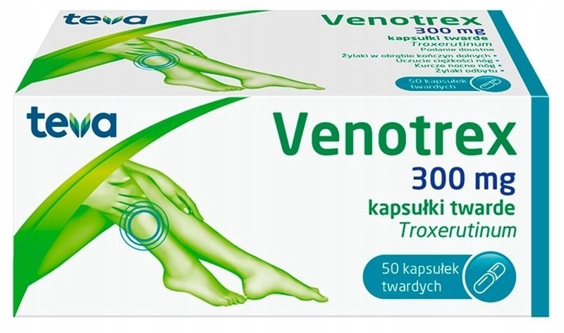 Venotrex 300 mg, 50 kapsułek twardych Trokserutyna na żylaki i obrzęki ...
