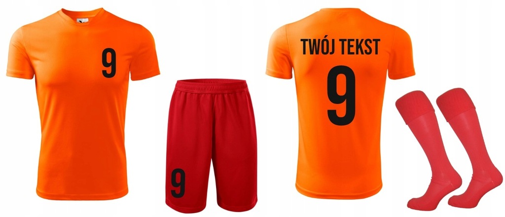 STRÓJ PIŁKARSKI Z WŁASNYM NADRUKIEM NAPISEM WF 158 PREZENT DLA DZIECKA ...