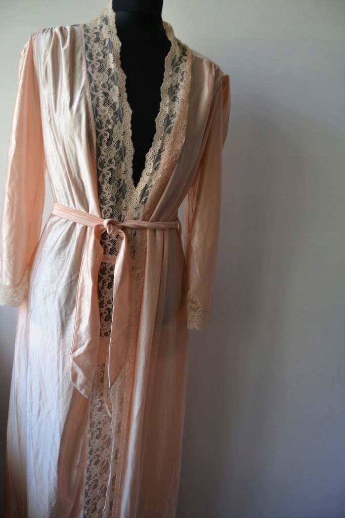 szlafrok podomka retro vintage prl nylon nylonowy - 14387557114 ...