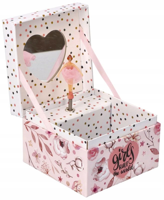 SZKATUŁKA Z POZYTYWKĄ NA BIŻUTERIE BALETNICA KRĘCI SIĘ LUSTERKO SERCE ...