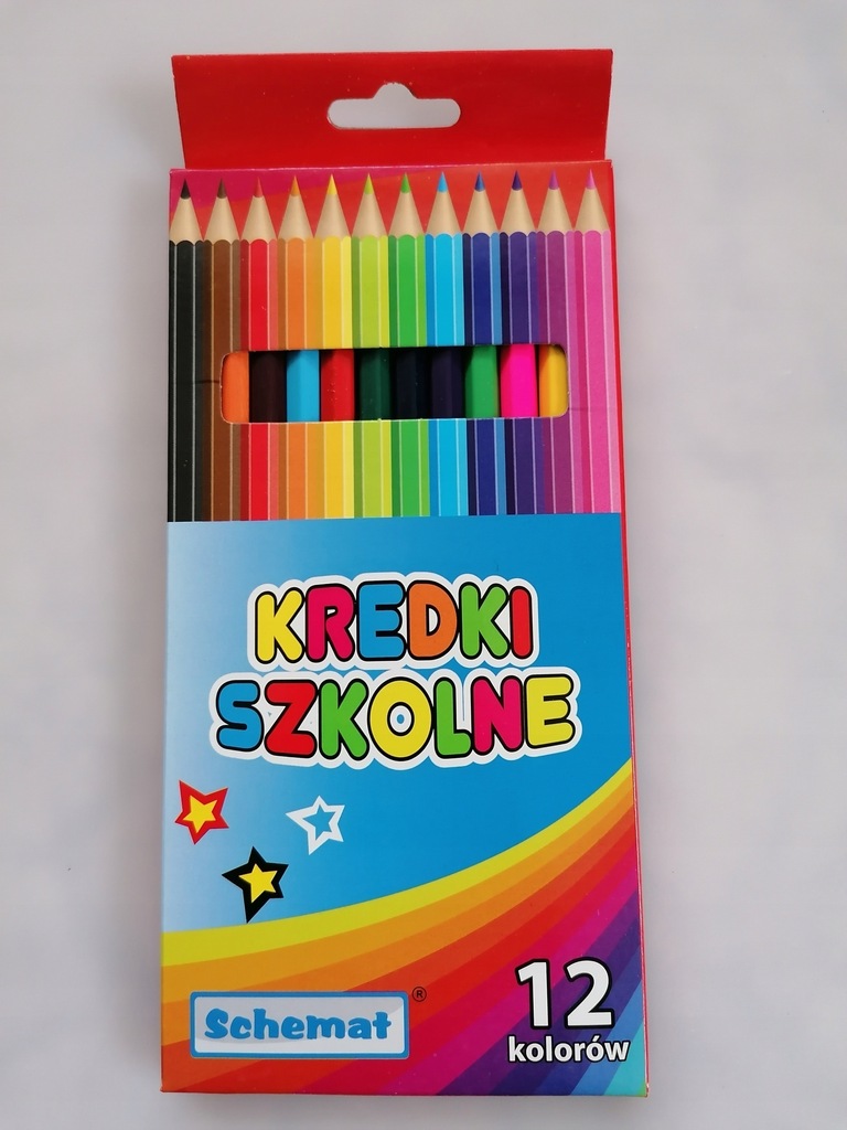 KREDKI OŁÓWKOWE SZKOLNE 12 kolorów Schemat Rysunek - 9114088388 ...