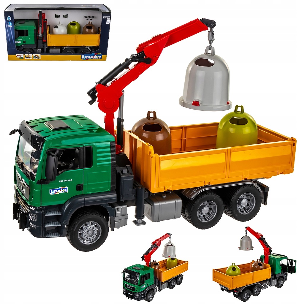 Bruder 03753 Śmieciarka MAN TGS Wywrotka + kosze - 13523027593 ...