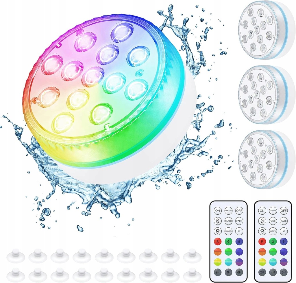 OŚWIETLENIE BASENU JACUZZI SPA PODWODNE PILOT LED RGB DECKEY 4 SZTUKI ...