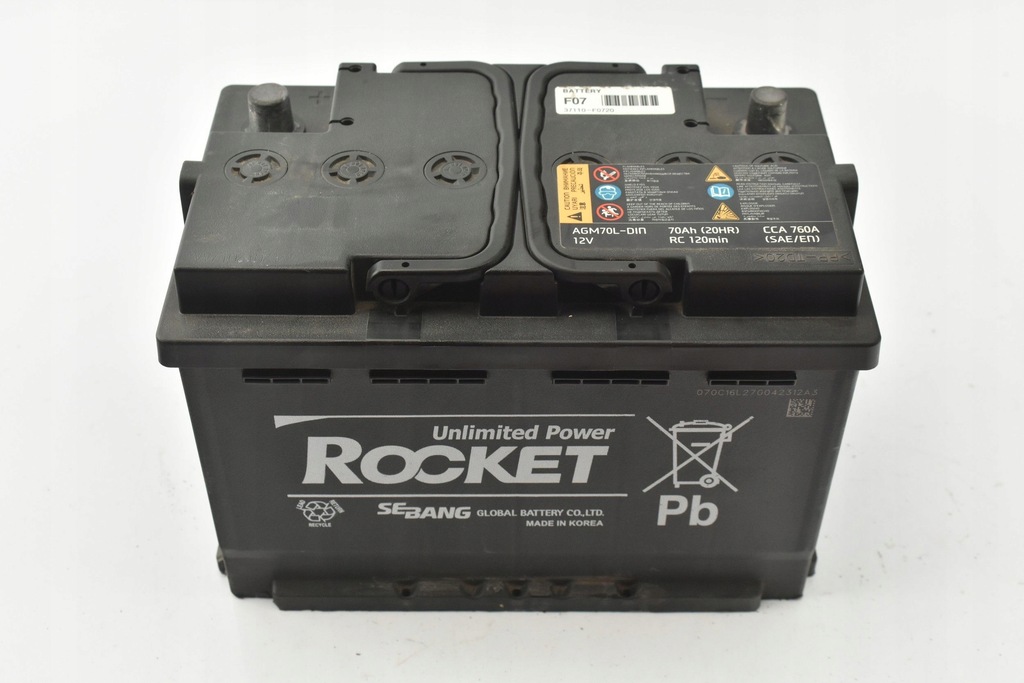 AKUMULATOR ROCKET 37110F0720 70AH 760A AGM PRAWY + - 12851232313 ...