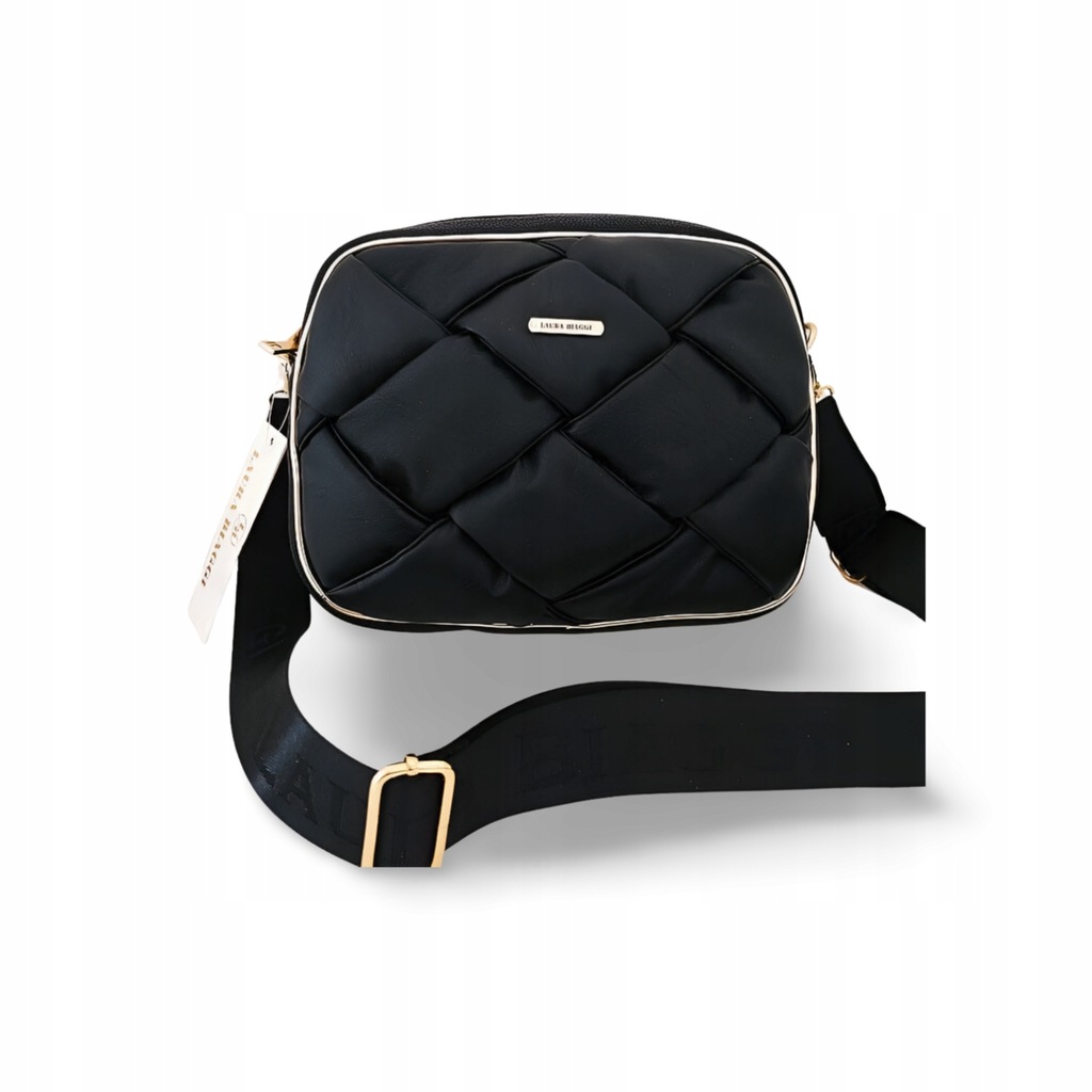 Laura Biaggi torebka kuferek czarna plecionka - 16558880687 - oficjalne archiwum Allegro