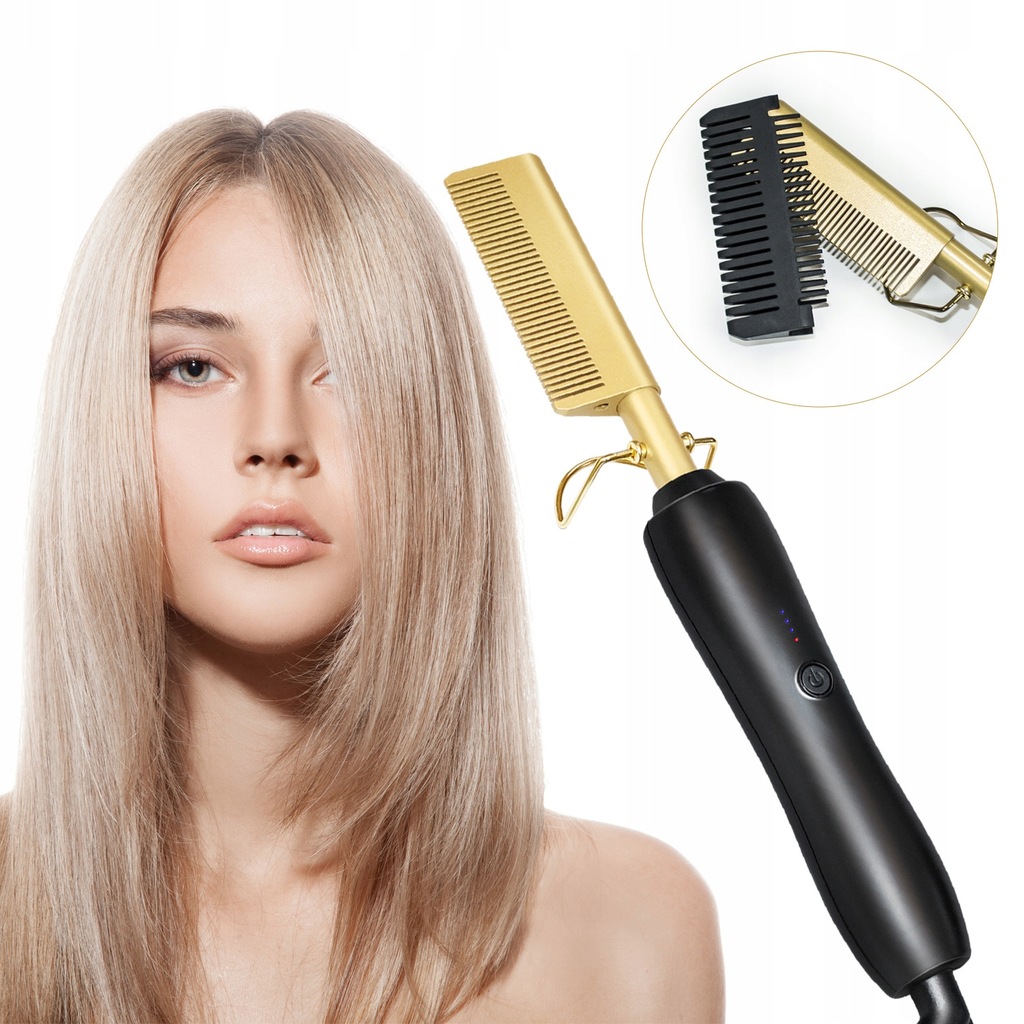 Hair Straightener Heat Pressing Comb Ceramic Curling Flat Iron Curlers ...