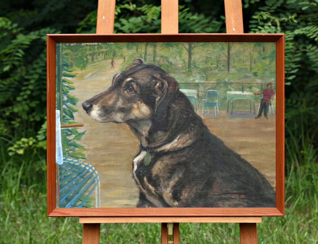 PORTRET PSA STARY CENNY OBRAZ OLEJNY NA PŁÓTNIE - 12467933563 ...