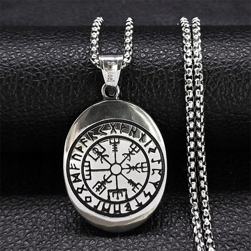 Viking kompas z wilczym księżycem naszyjnik dla mę - 14144077182 ...