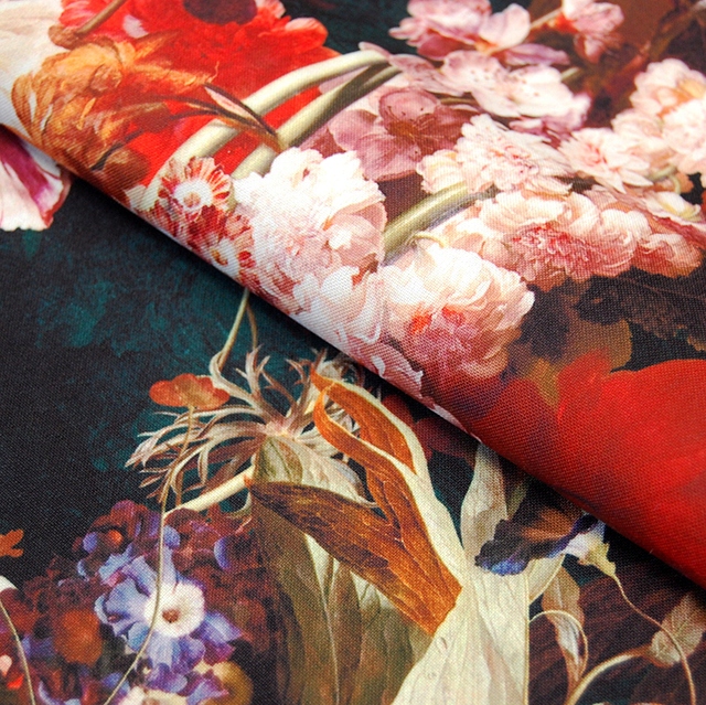 TKANINA SATINET W KWIATY SZER.150CM - 13888119522 - oficjalne archiwum Allegro