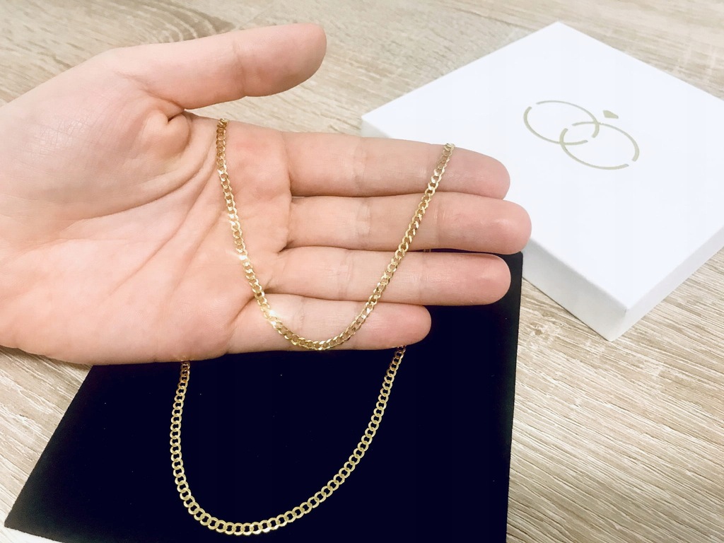 Złoty łańcuszek 585, PANCERKA, pełny, 3 mm, 50 cm - 12446138377 - oficjalne archiwum Allegro