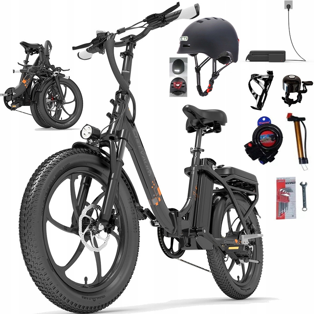 Rower elektryczny Męski/damski Miejskie 100km 20“Grube opony E-bike+Kask - 17063642666 ...
