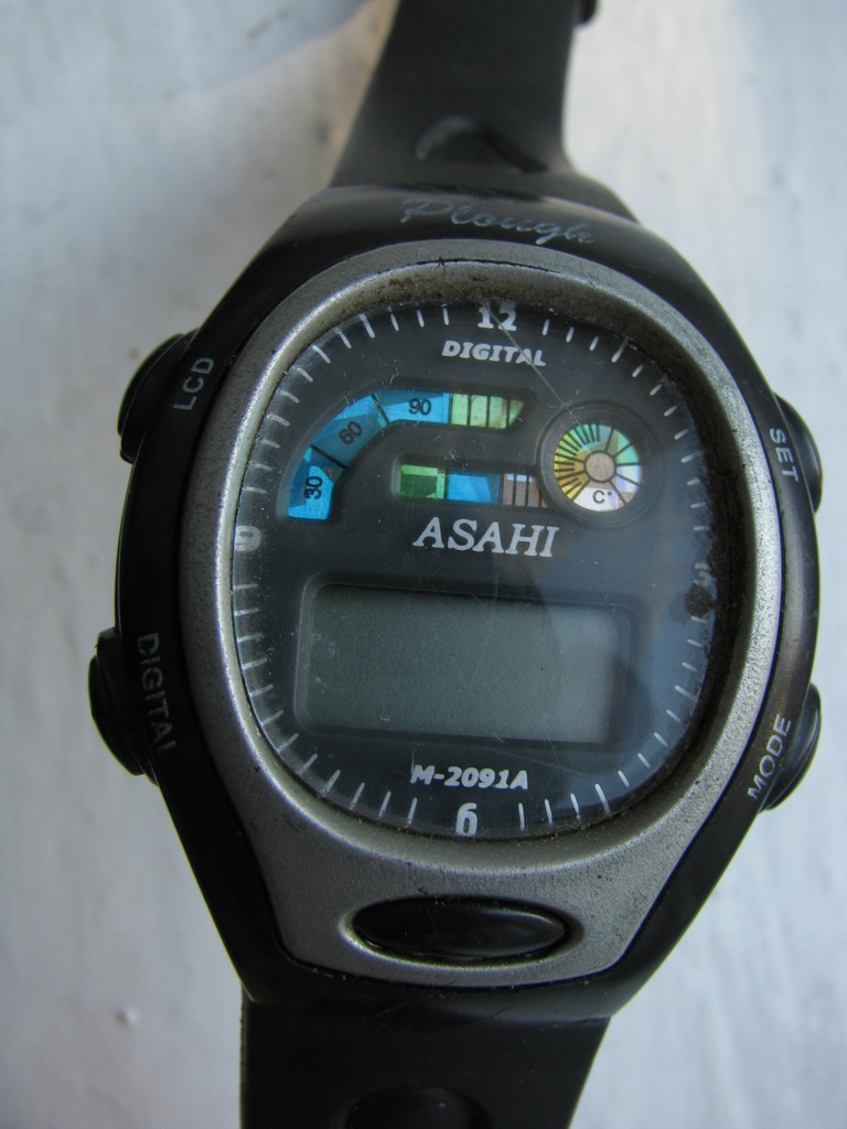 STARY ZEGAREK -DESIGN-ASAHI DIGITAL QUARTZ M2091A mieniąca się tarcza ...