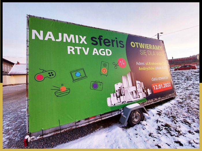 BANER REKLAMOWY 300 x 90cm Frontlit druk solwentowy oczkowany ...